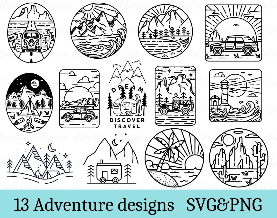 Adventure Svg Bundle Camping Svg Outdoor Adventure Svg Png Etsy