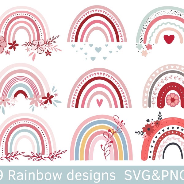 Boho Rainbow Flower Clipart - Etsy