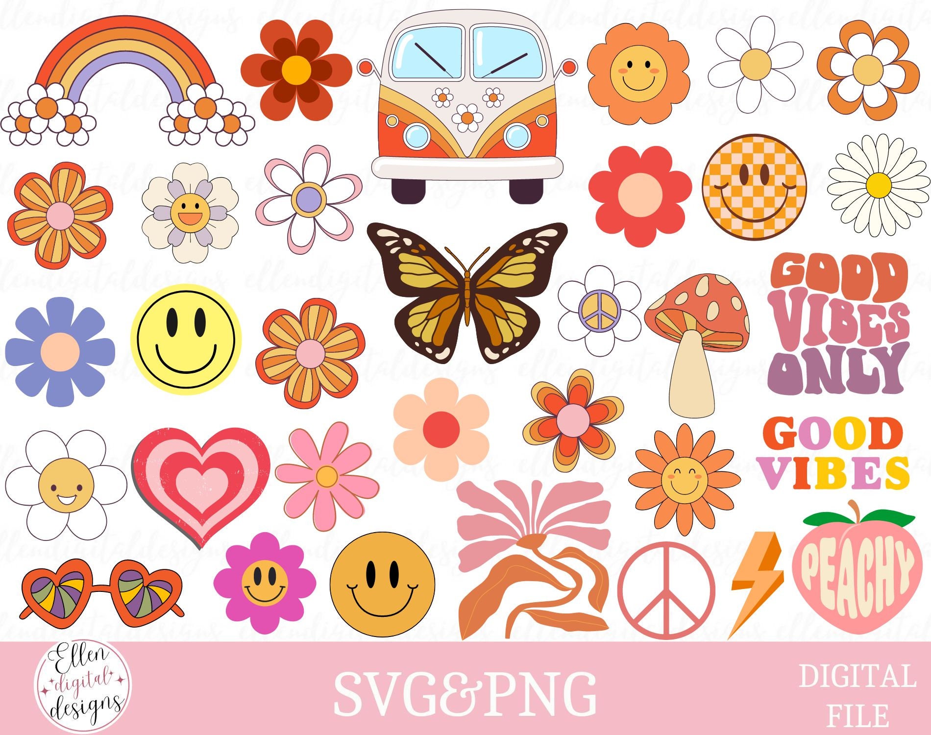 60s Flower Power Clipart