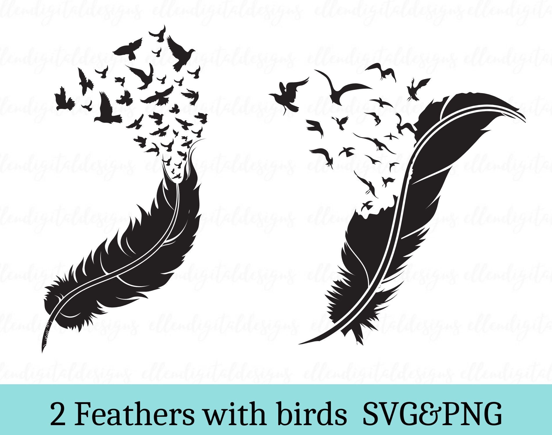 Feather With Birds Clipart Flying