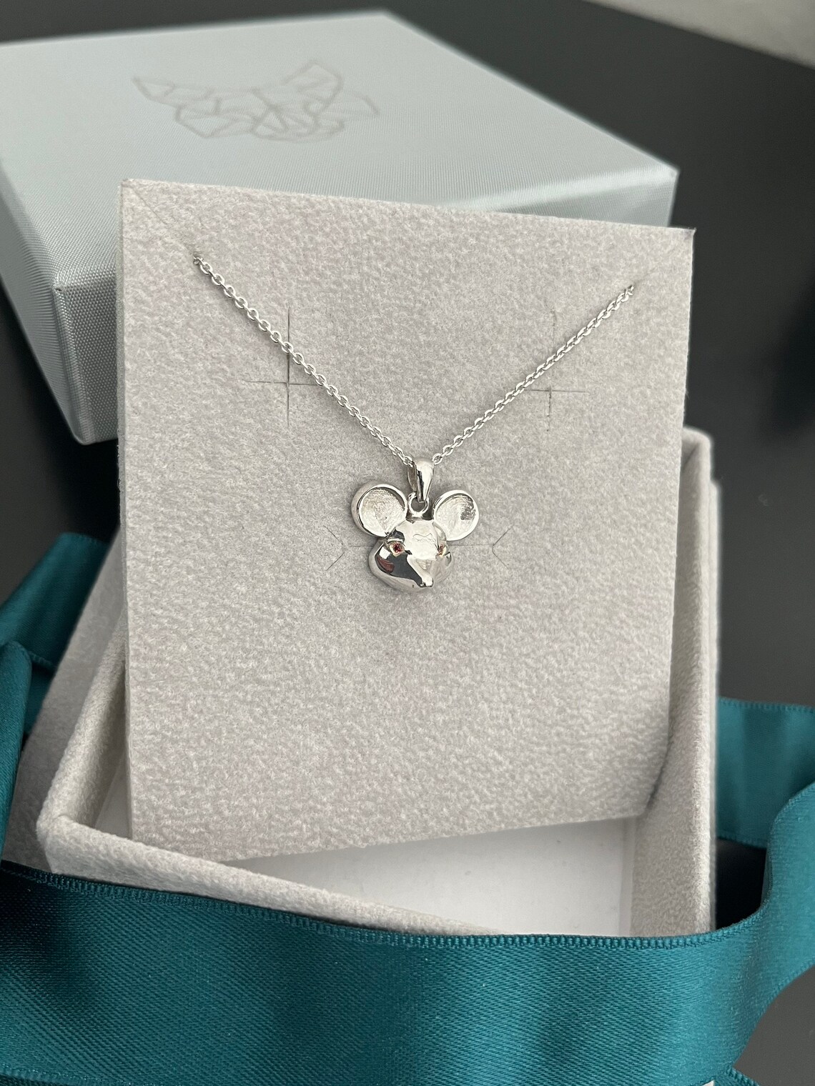 Mouse 3d Necklace Pendant in Sterling Silver With Pink Topazes New - Etsy