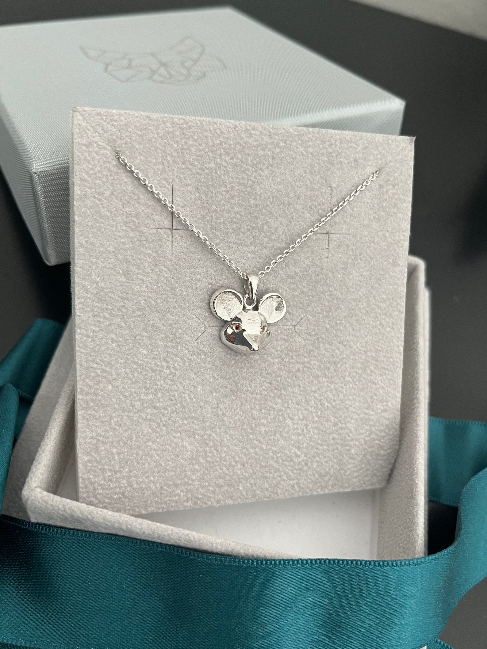 Mouse 3d Necklace Pendant in Sterling Silver With Pink Topazes New - Etsy