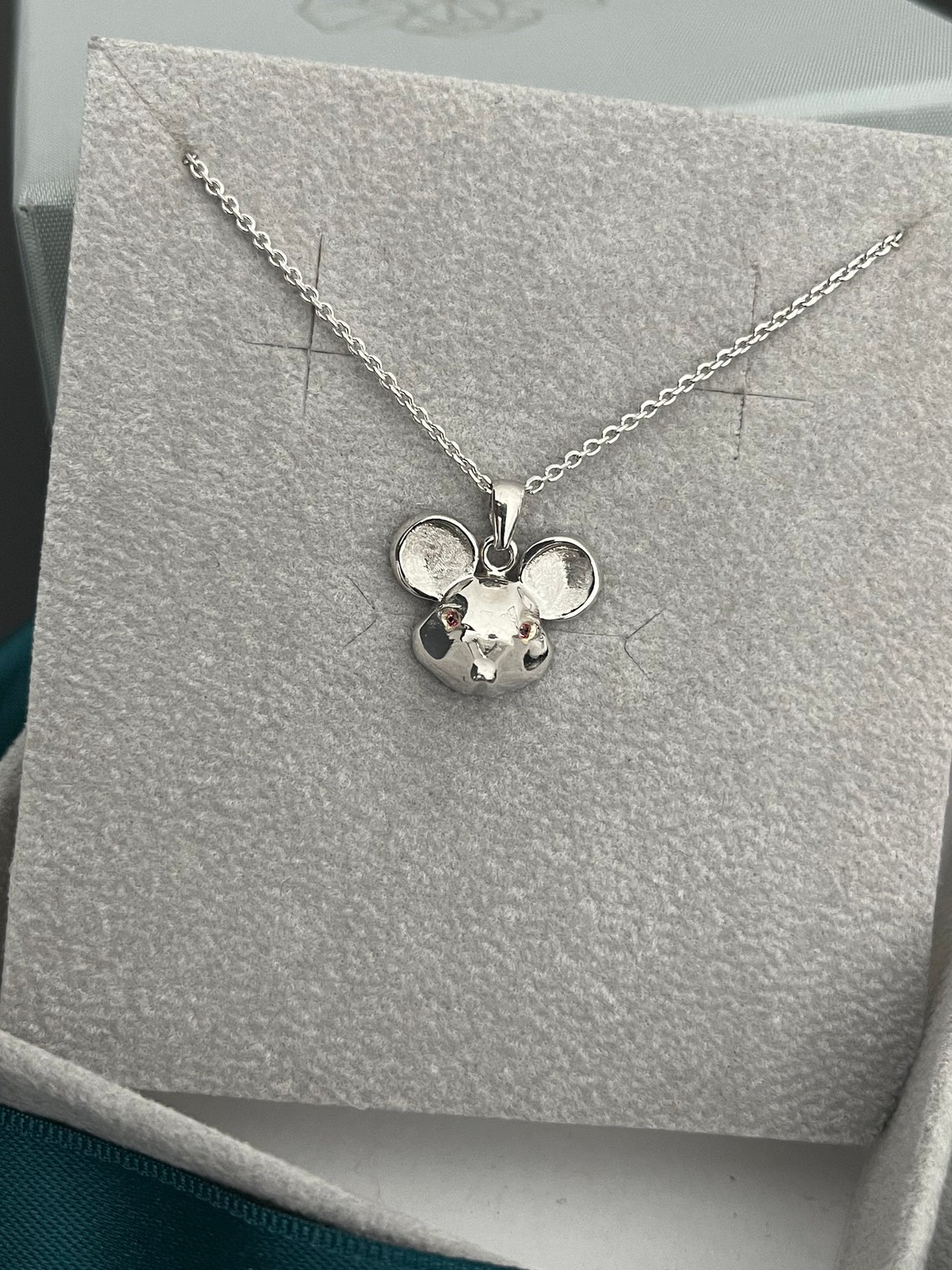 Mouse 3d Necklace Pendant in Sterling Silver With Pink Topazes New - Etsy