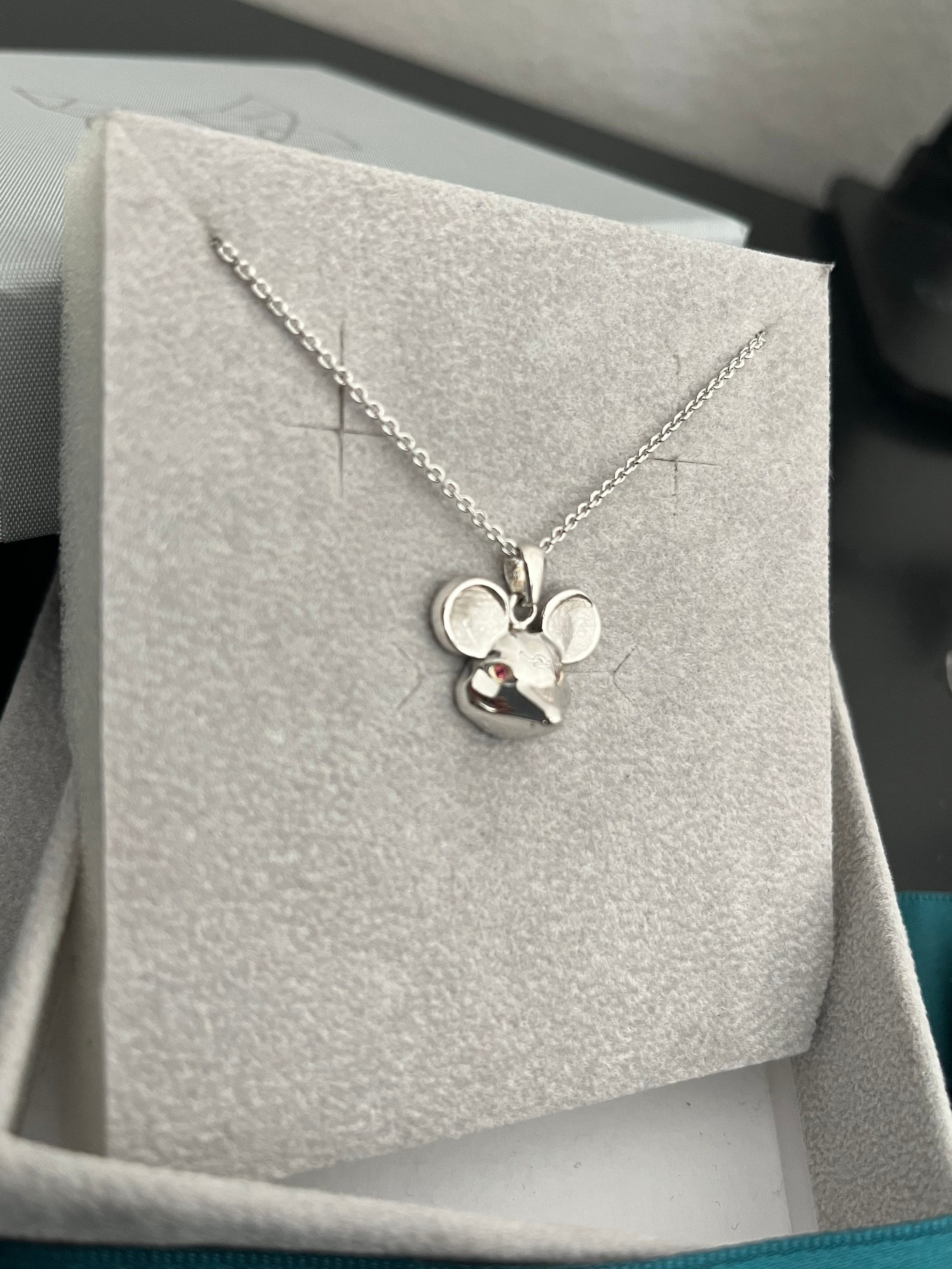 Mouse 3d Necklace Pendant in Sterling Silver With Pink Topazes New - Etsy