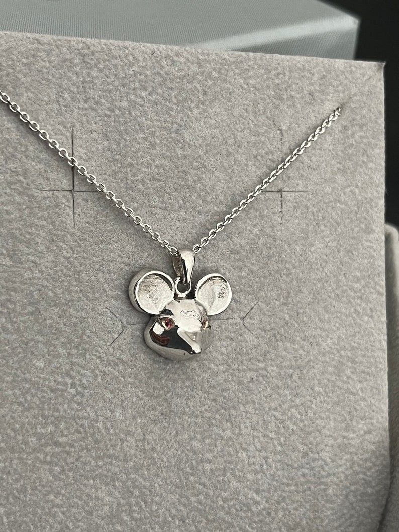 Mouse 3d Necklace Pendant in Sterling Silver With Pink Topazes New - Etsy