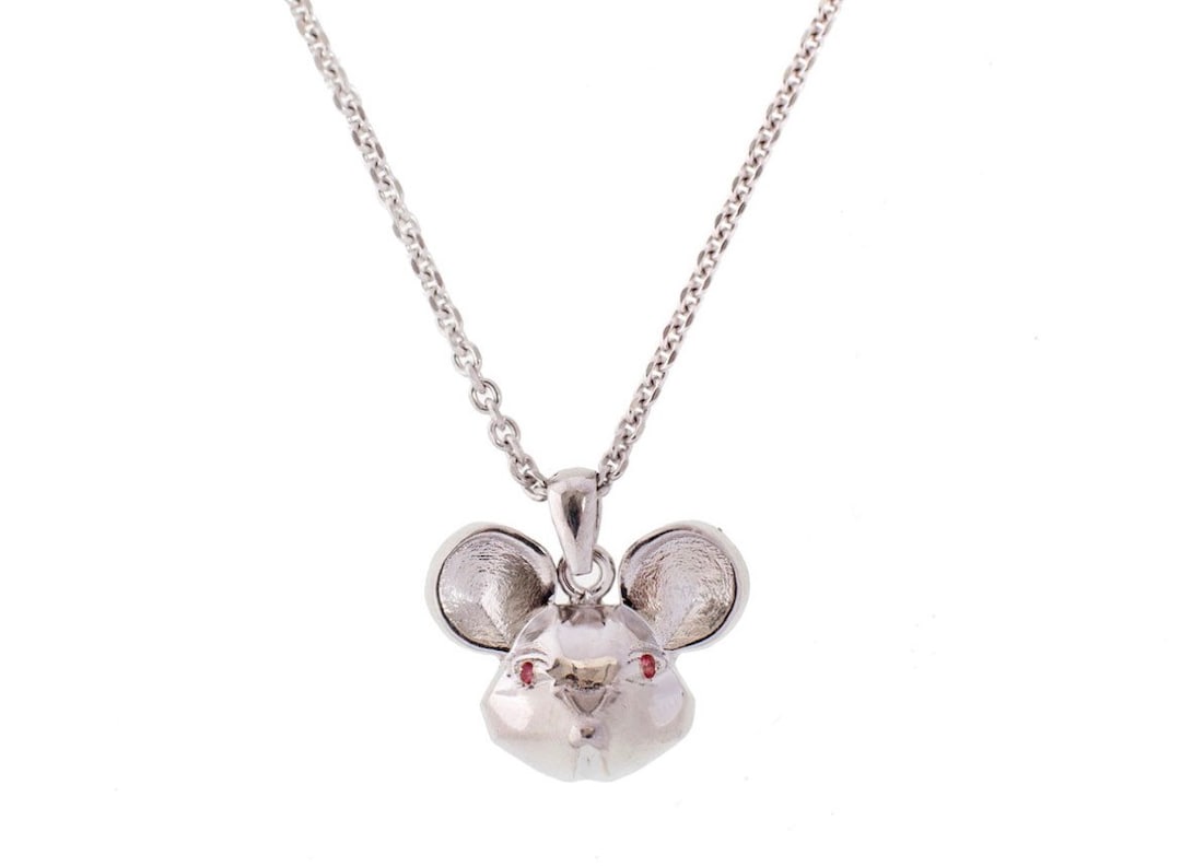 Mouse 3d Necklace Pendant in Sterling Silver With Pink Topazes New - Etsy