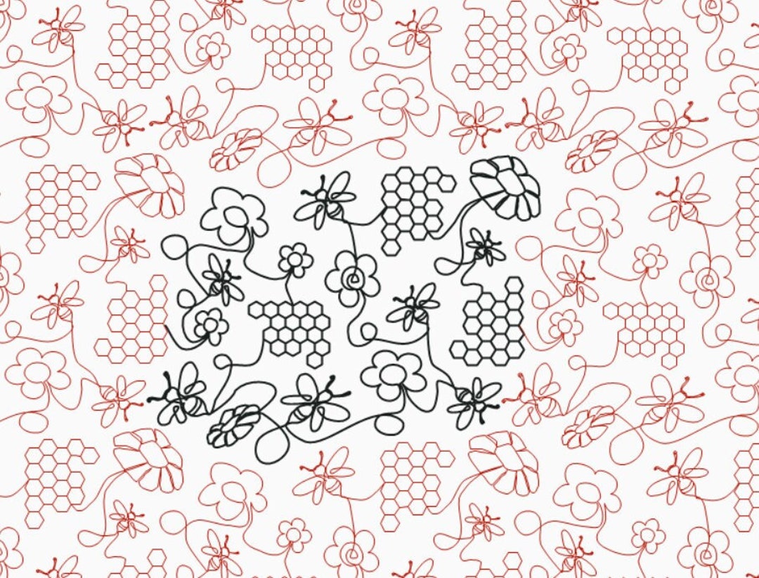 Honeycomb and Bee, Longarm Digital Quilting Designs Pattern E2E E463 - Etsy