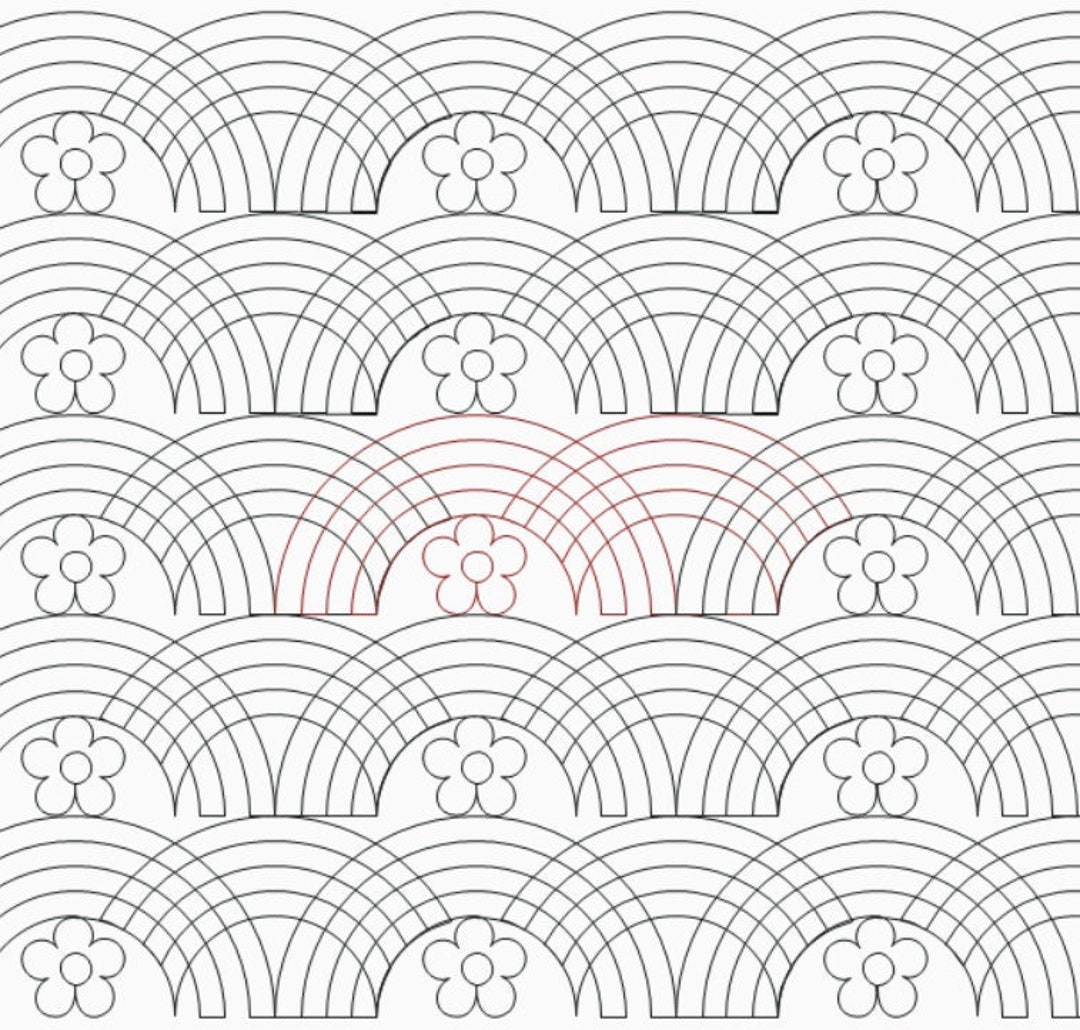 Baptist Fan & Flower, Longarm Digital Quilt Designs Pattern E2E E443 - Etsy