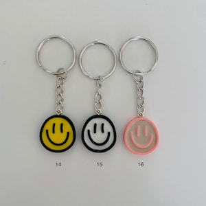 Personalised Smiley Face Keyring Keychain, Bag Charm, Gift, Cute ...