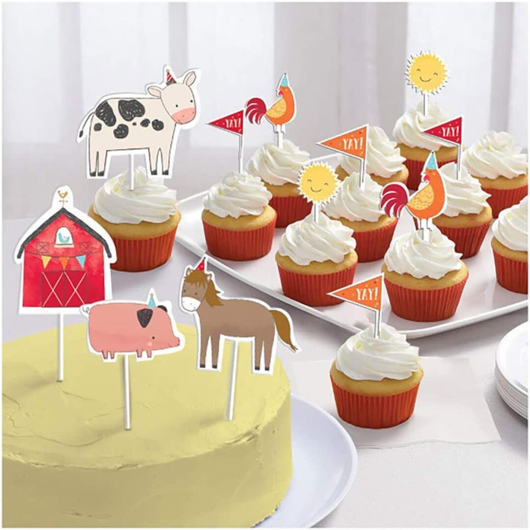 Barnyard Dessert Toppers Barnyard Party Farm and Friends - Etsy
