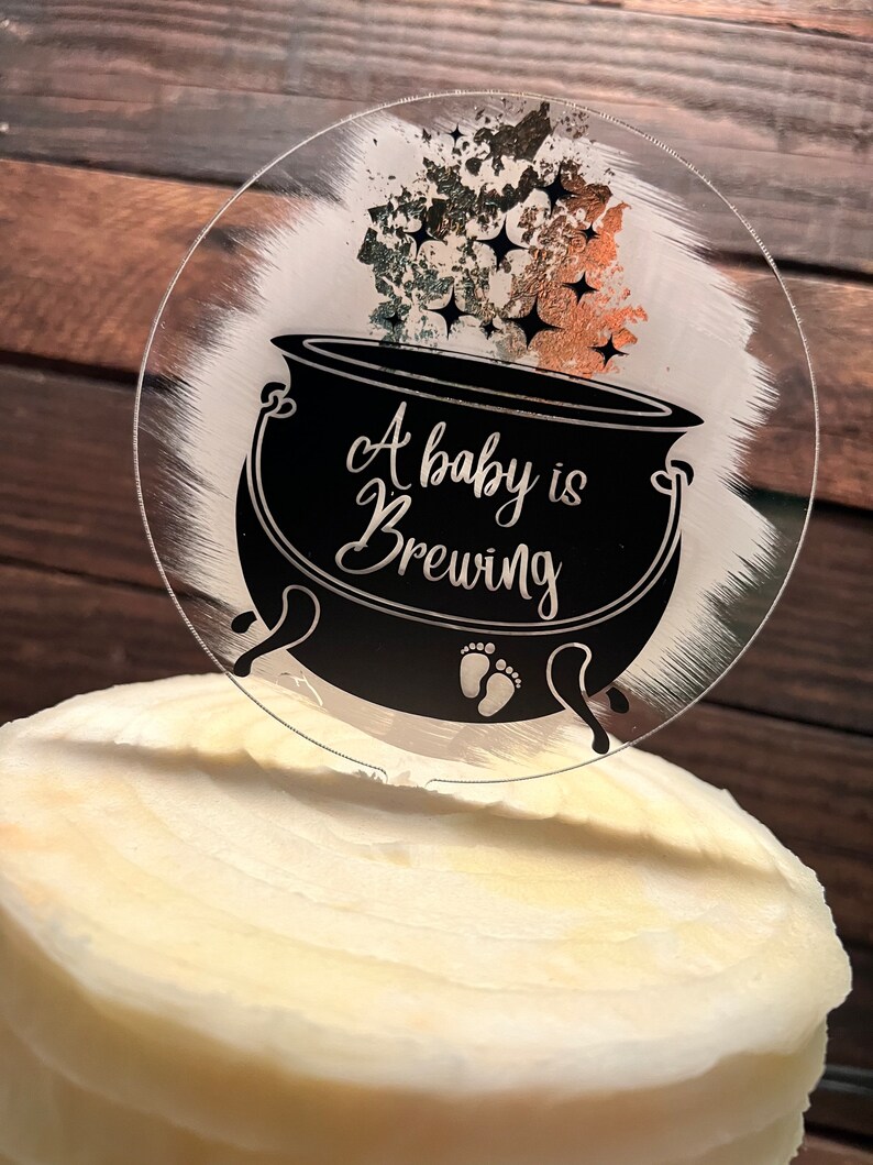 A Baby is Brewing Cake Topper Halloween Cake Topper Baby - Etsy