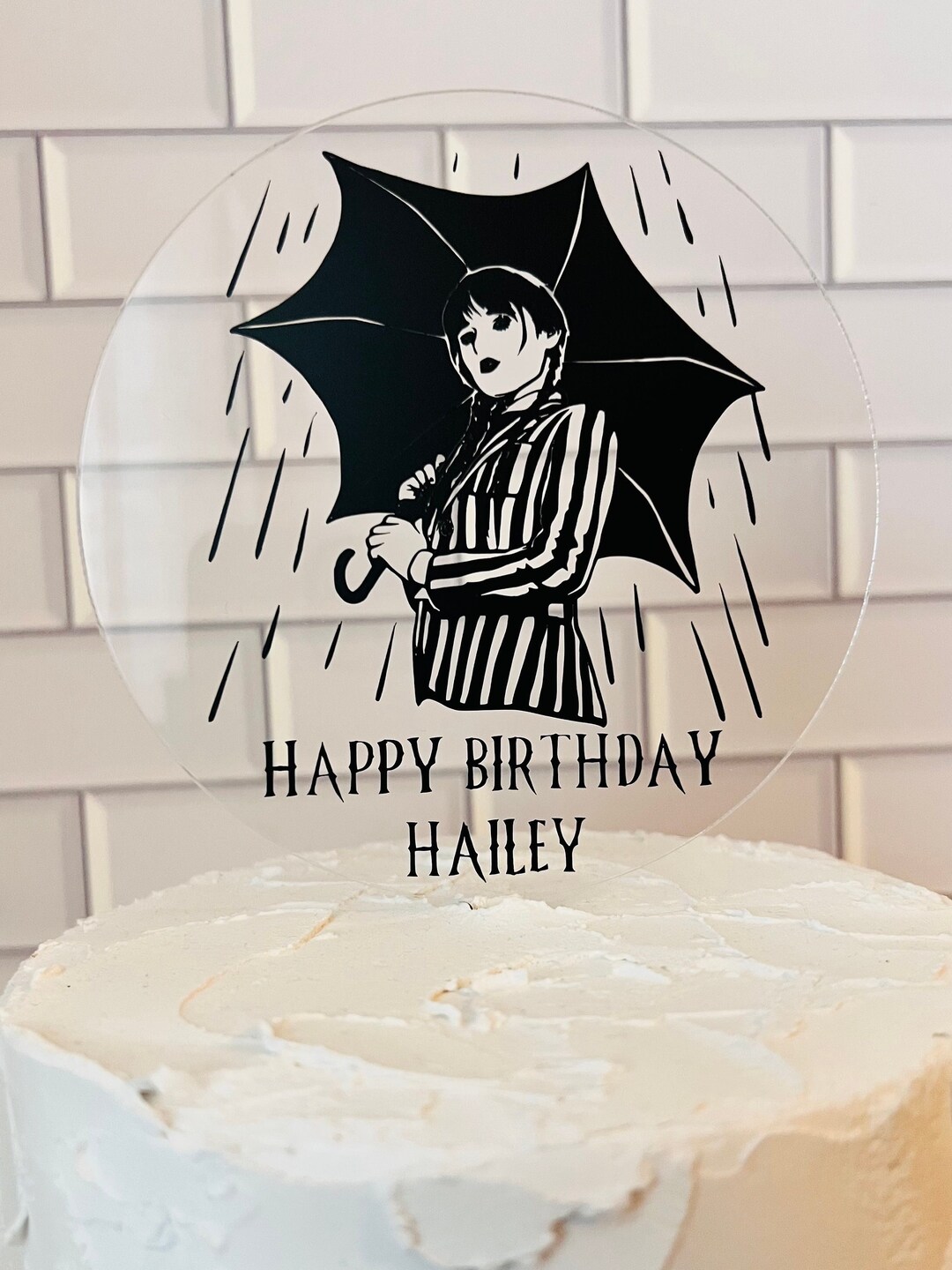 Wed Adams Family Academy Rain Umbrella Cake Topper Add Name ...