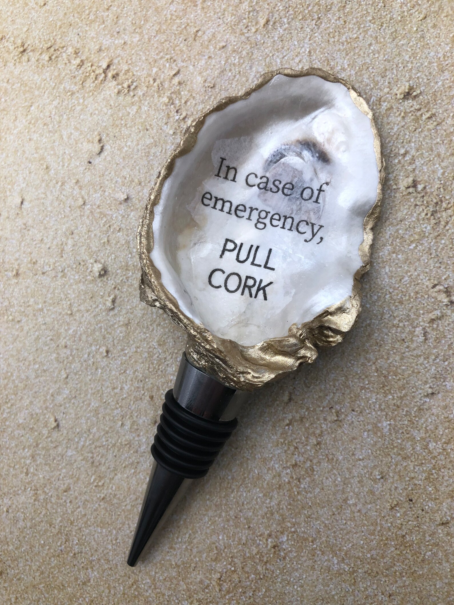 In Case of Emergency Pull Cork - Wine Stopper / Oyster Shell - Etsy