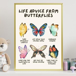Life Advice From Butterflies Poster, Butterfly Wisdom Wall Art ...