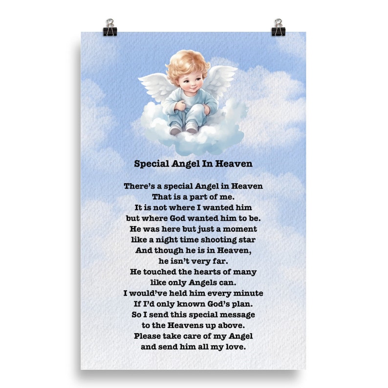 Special Angel in Heaven Poem Poster, Baby Loss Gift, Pregnancy Loss ...