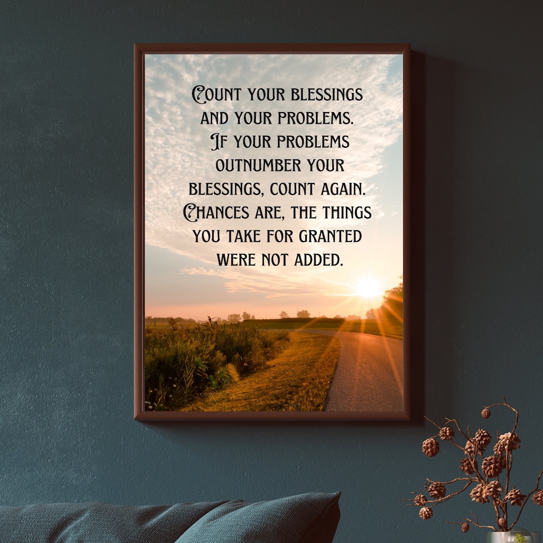 Count Your Blessings Poster | Quote Print | Great Gift | Motivational ...