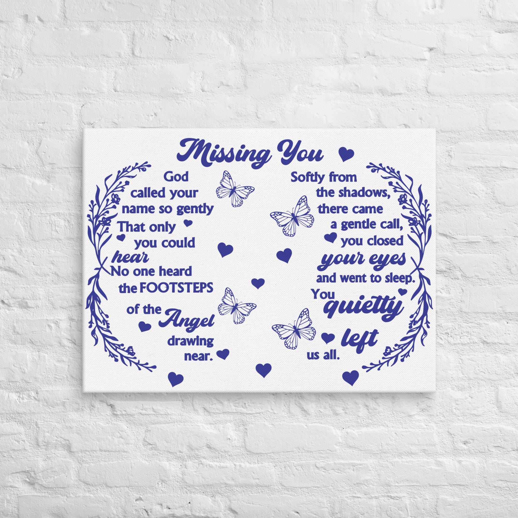 Memorial Poem Canvas, Missing You Poem Gift, Mourning Poem Wall Art ...