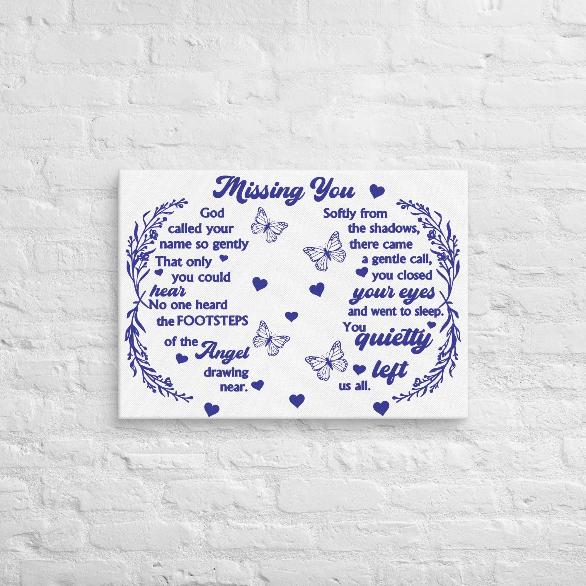 Memorial Poem Canvas, Missing You Poem Gift, Mourning Poem Wall Art ...