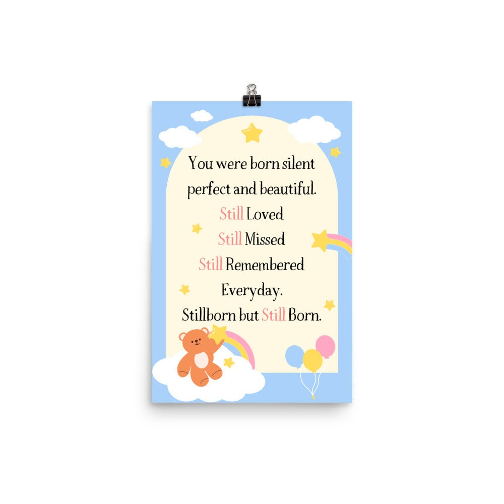 Stillborn Poem Poster Pregnancy Loss Wall Art, Baby Loss Gift ...