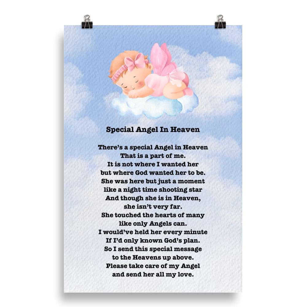 Special Angel in Heaven Poem Poster | Baby Loss Gift | Pregnancy Loss ...