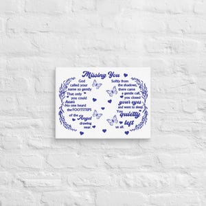 Memorial Poem Canvas, Missing You Poem Gift, Mourning Poem Wall Art ...