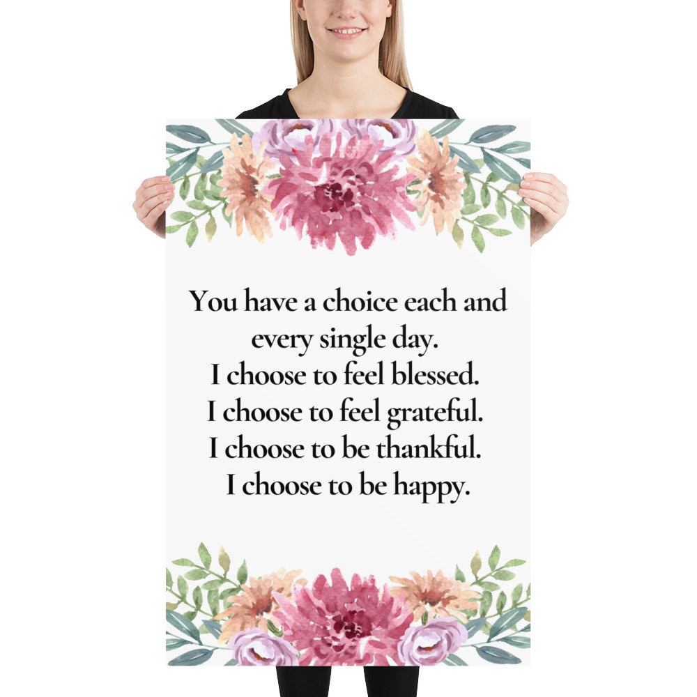 Motivational Poster, Uplifting Decor, Inspirational Quote, Gratitude ...