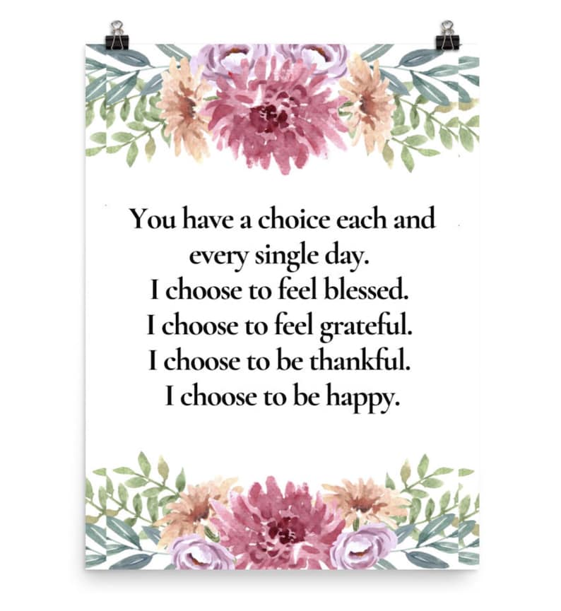 Motivational Poster, Uplifting Decor, Inspirational Quote, Gratitude ...