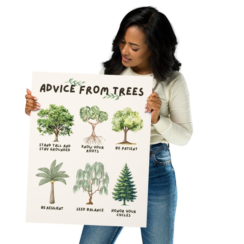 Advice From Trees Poster, Watercolor Nature Art, Mental Health Gift for ...
