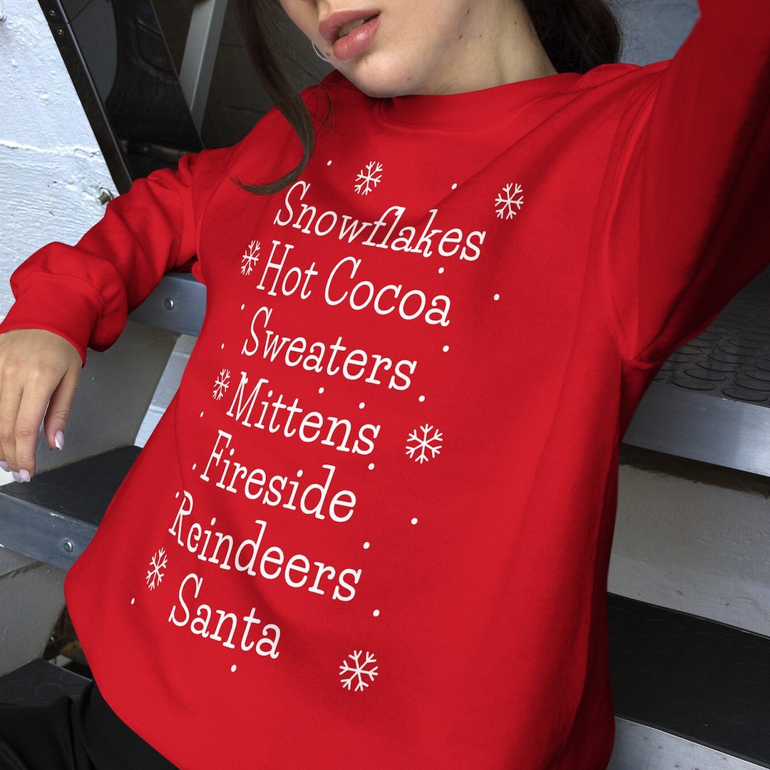 Winter Sweatshirt, Snowflakes, Hot Cocoa, Sweaters, Mittens, Fireside ...