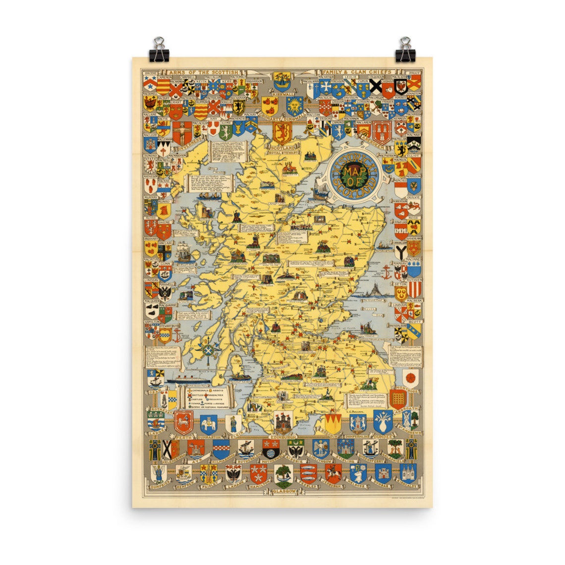 Scotland Clans Poster Scotland Map Scotland Lover Gift Clans of ...