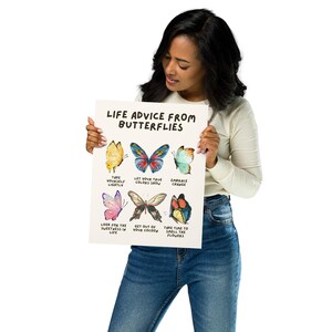 Life Advice From Butterflies Poster, Butterfly Wisdom Wall Art ...