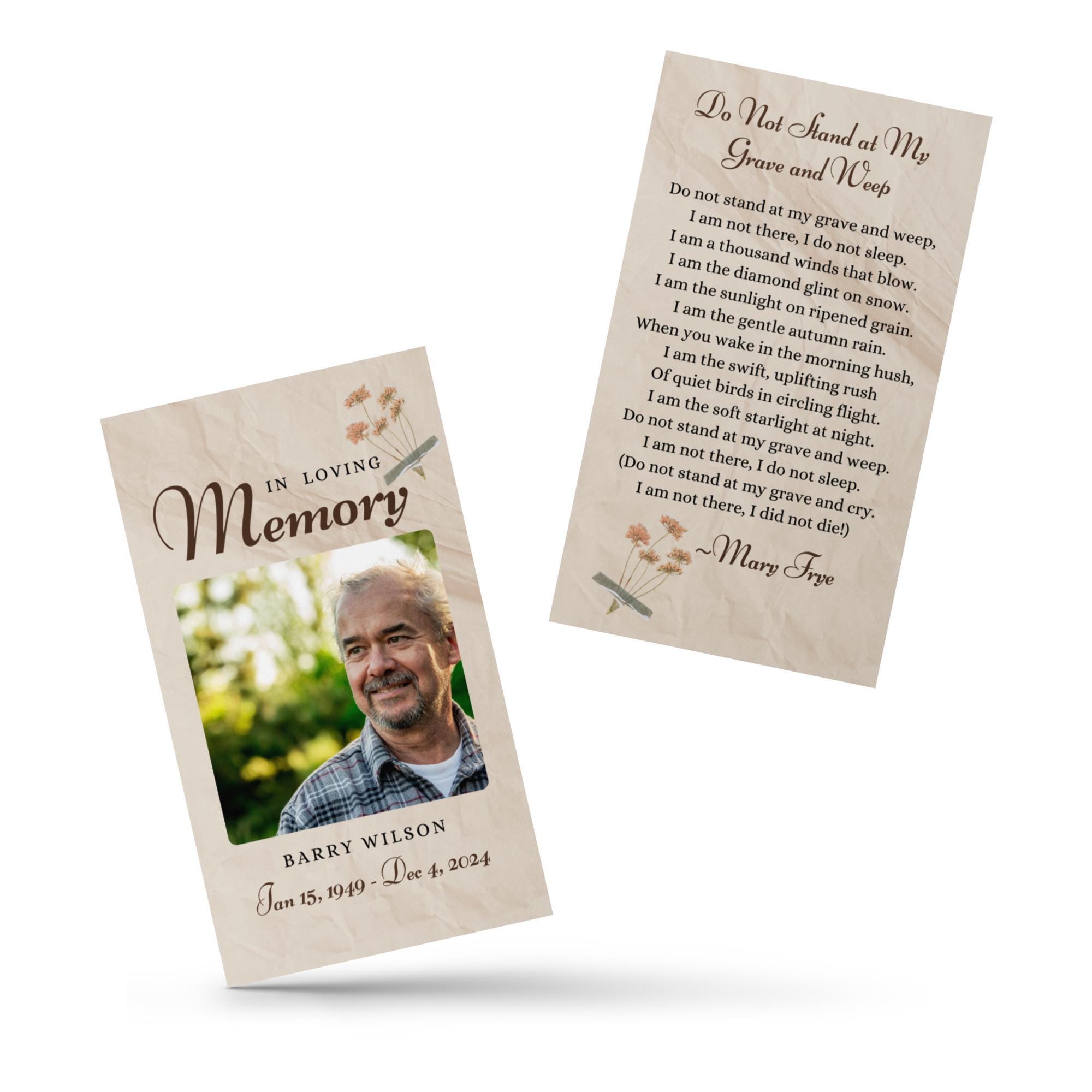Celebration of Life, Custom Funeral Card, in Loving Memory ...