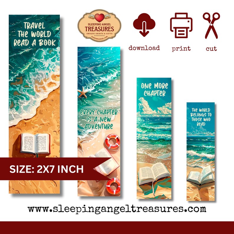 Printable Beach Bookmarks, Quirky Bookish Gift, Reader's Gift, Book ...
