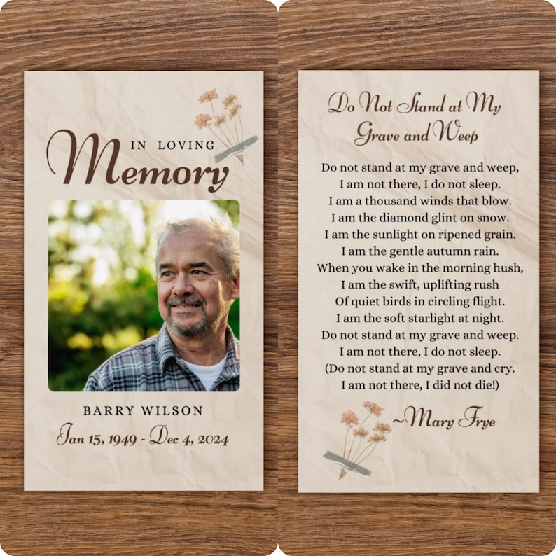 Celebration of Life, Custom Funeral Card, in Loving Memory ...