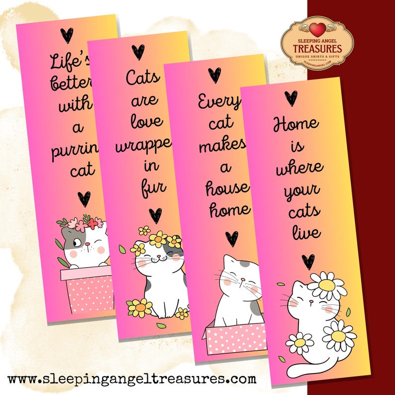Printable Cute Cats Quotes Bookmarks, Quirky Bookish Gift, Reader's ...