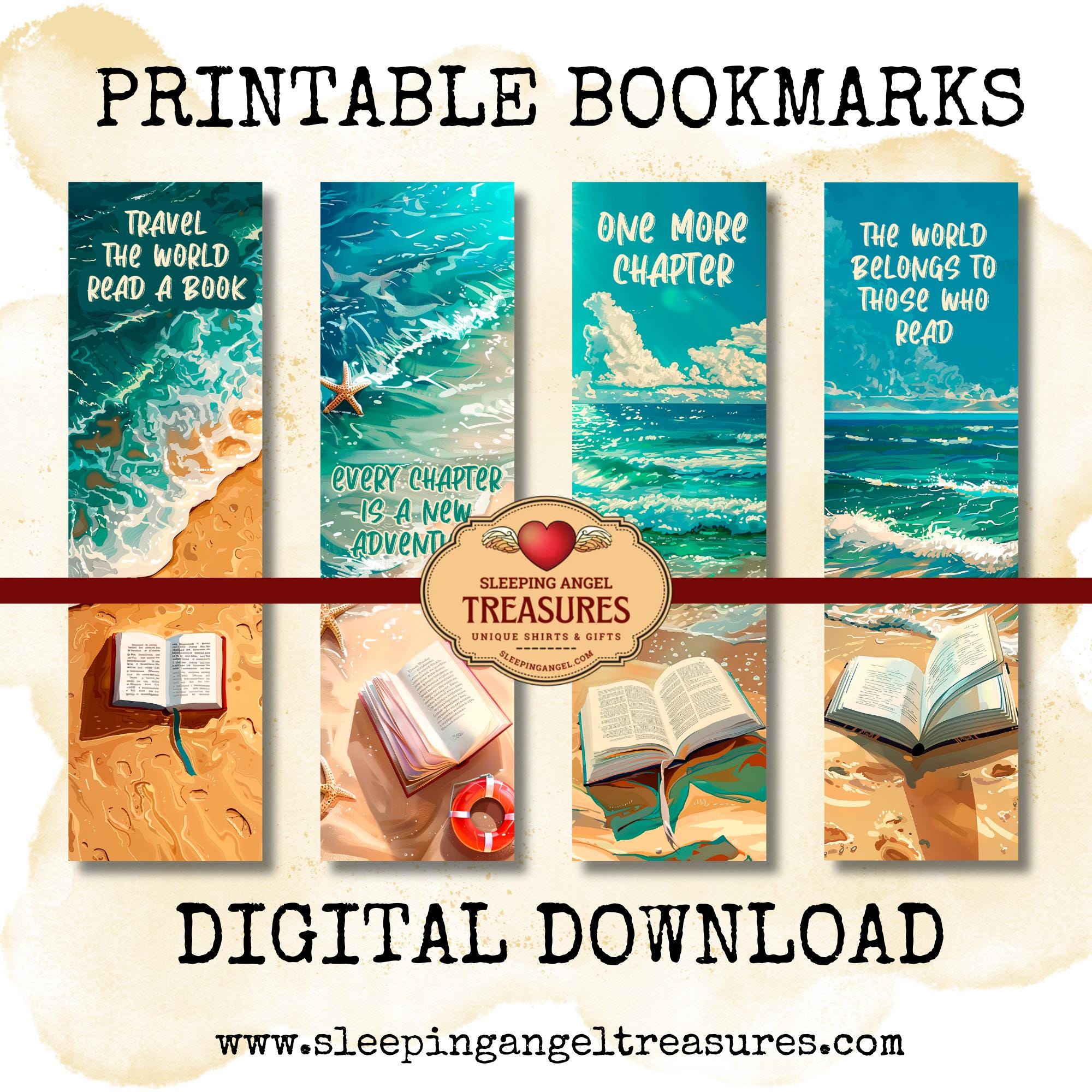 Printable Beach Bookmarks, Quirky Bookish Gift, Reader's Gift, Book ...