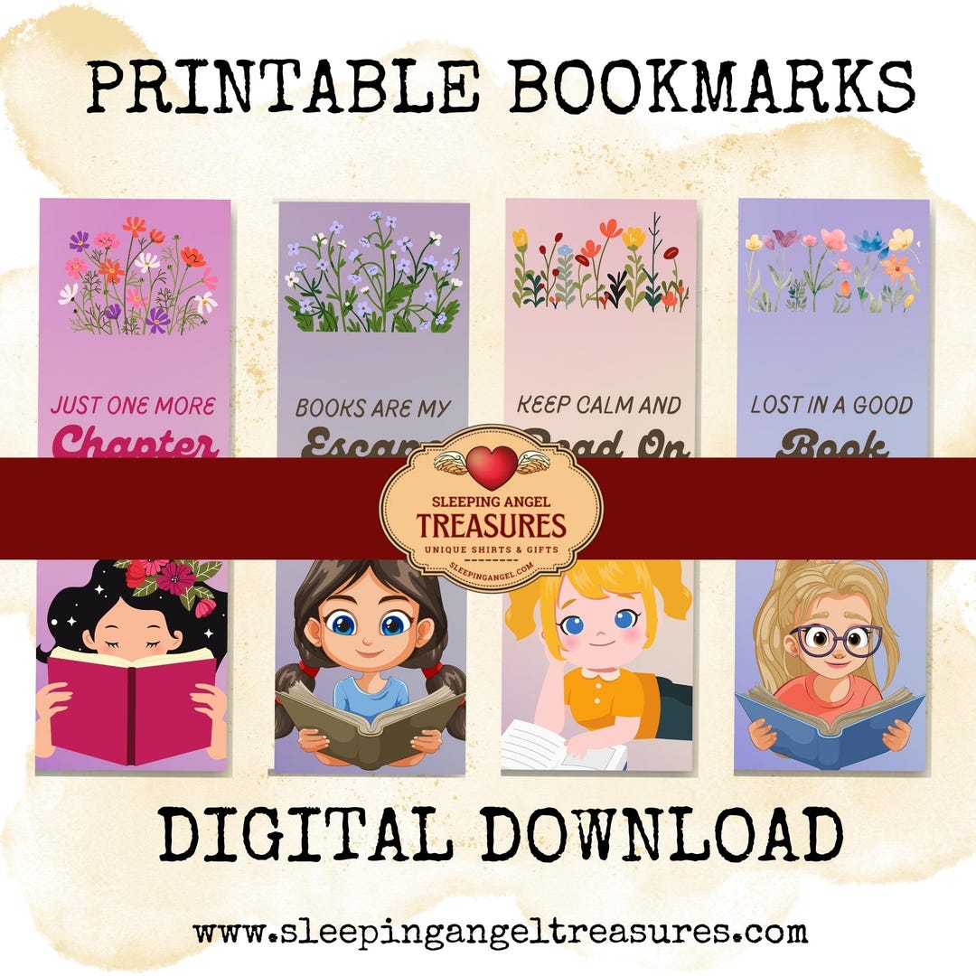 Printable Cute Girl Reading Quotes Bookmarks, Quirky Bookish Gift ...