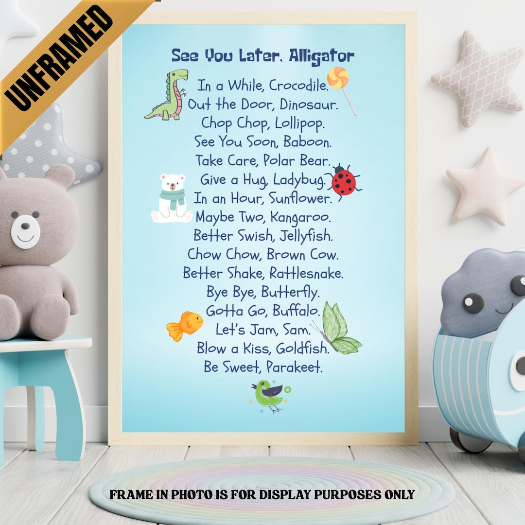 See You Later Alligator Poster, Playroom Decoration, Children's Wall ...