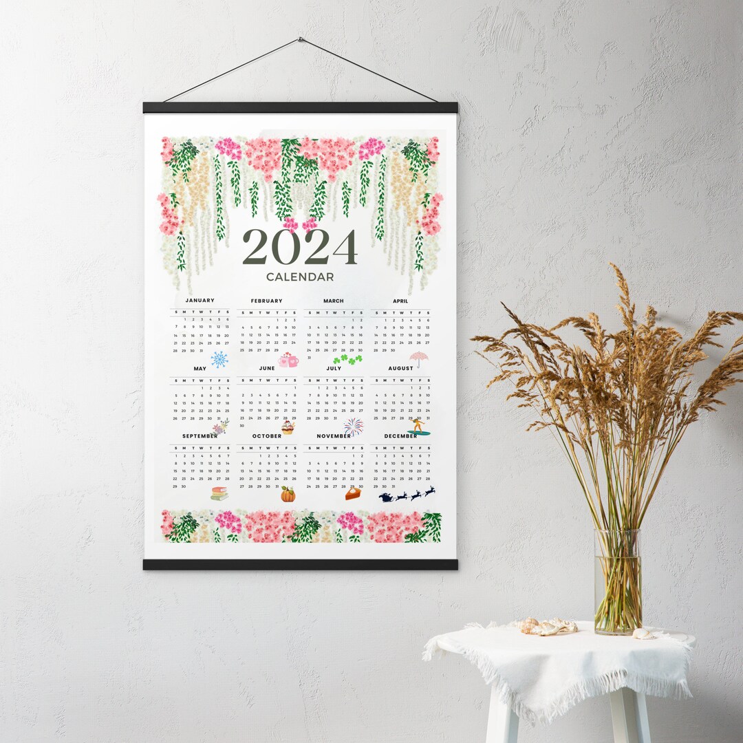 2024 Calendar Poster With Hangers 2024 Wall Calendar 2024 Poster - Etsy