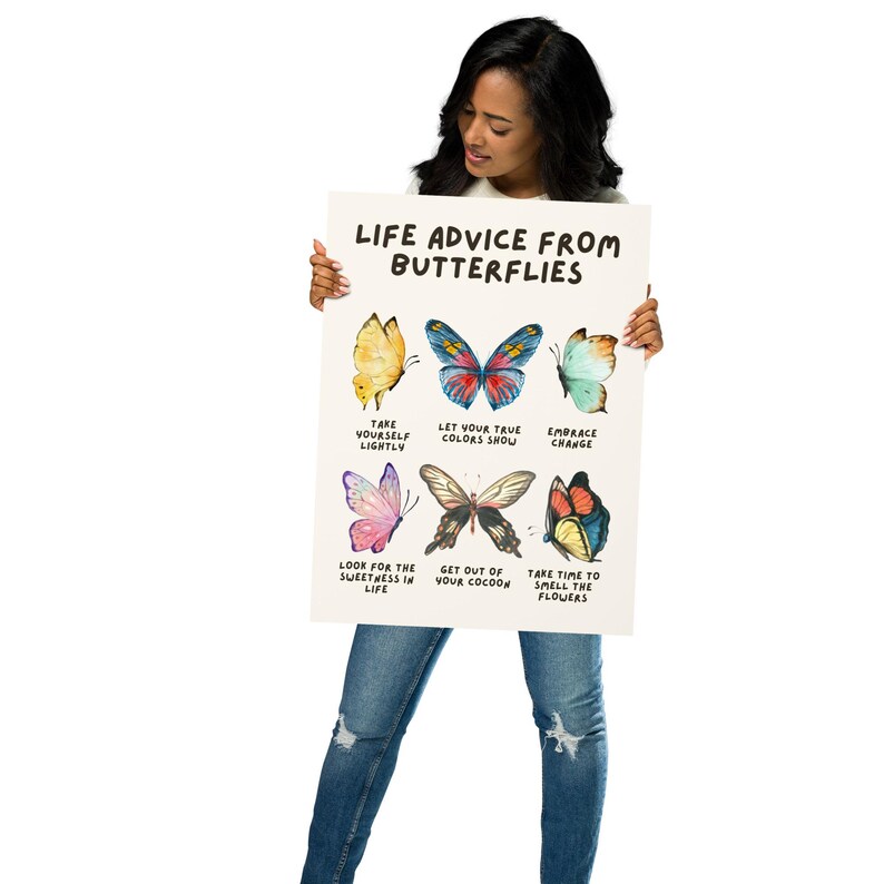 Life Advice From Butterflies Poster, Butterfly Wisdom Wall Art ...