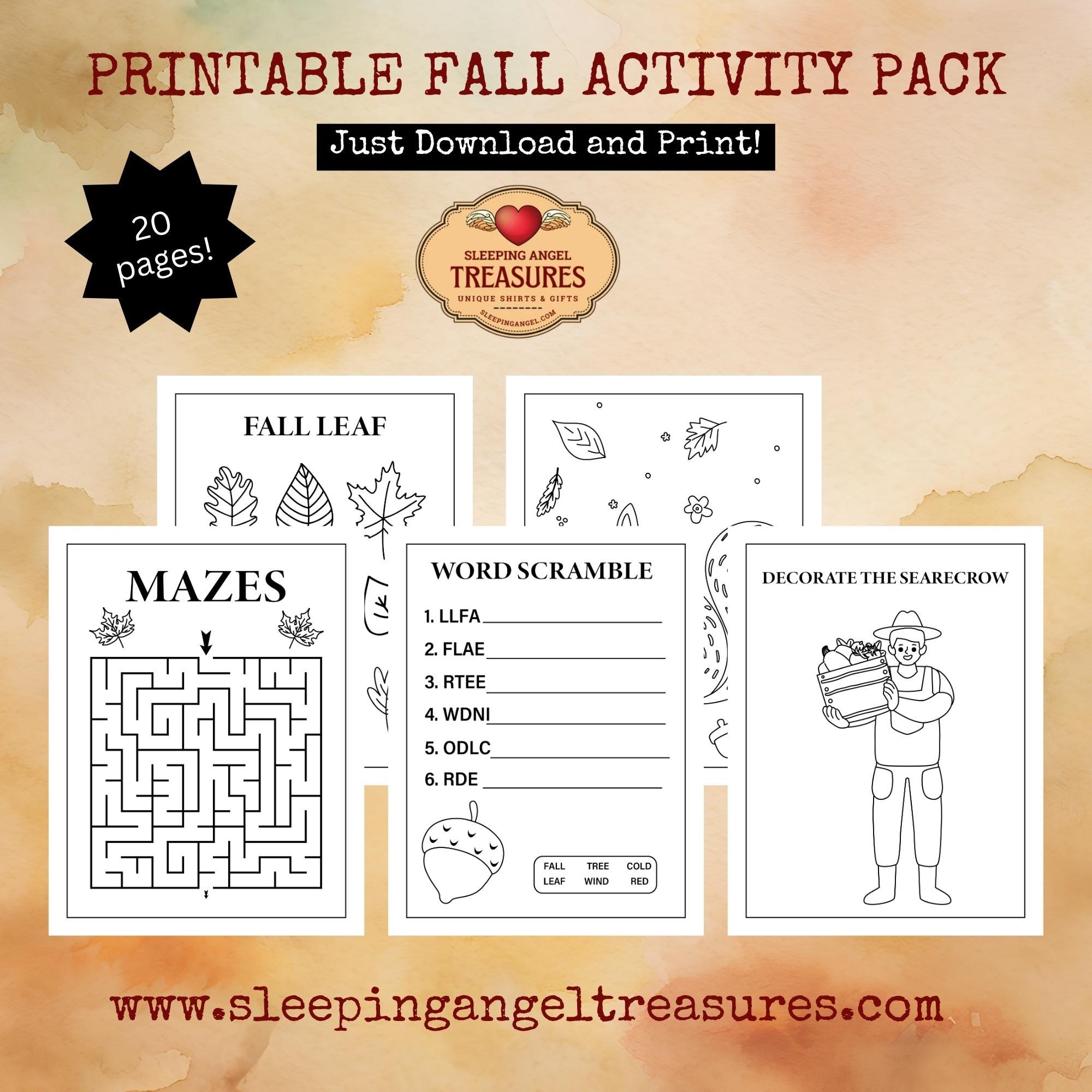 Printable Fall Activity Pack for Kids, Autumn Worksheets & Games, 20 ...