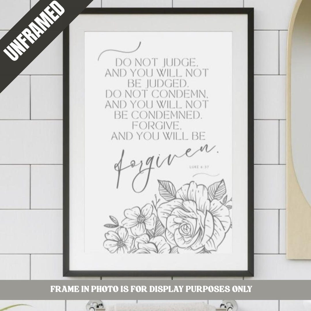 Forgiveness Bible Verse Wall Art, Luke 6:37 Christian Poster ...