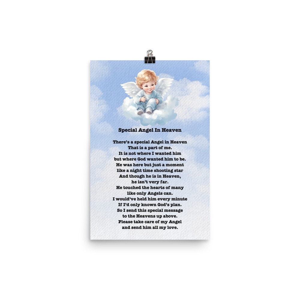 Special Angel in Heaven Poem Poster, Baby Loss Gift, Pregnancy Loss ...