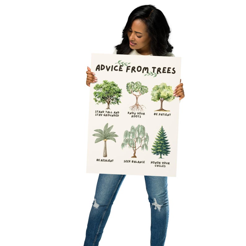 Advice From Trees Poster, Watercolor Nature Art, Mental Health Gift for ...