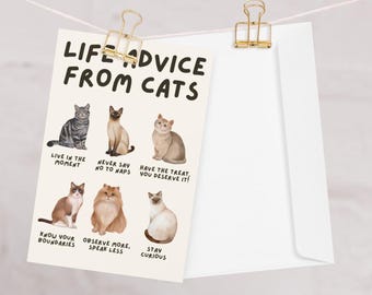 Life Advice From Cats Poster, Cat Wisdom Wall Art, Cat Lovers Gift ...
