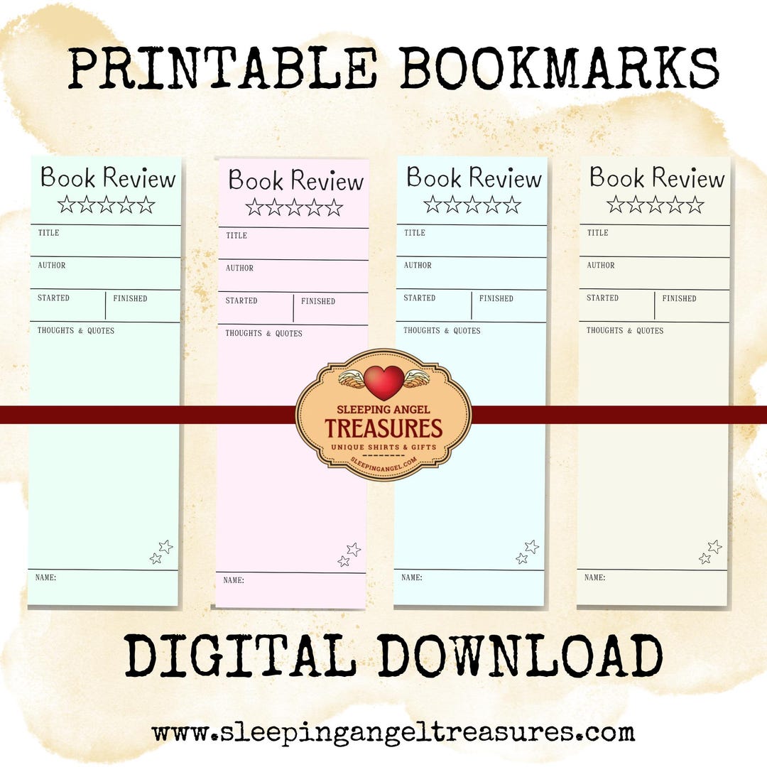 Printable Book Review Bookmarks, Quirky Bookish Gift, Reader's Gift ...
