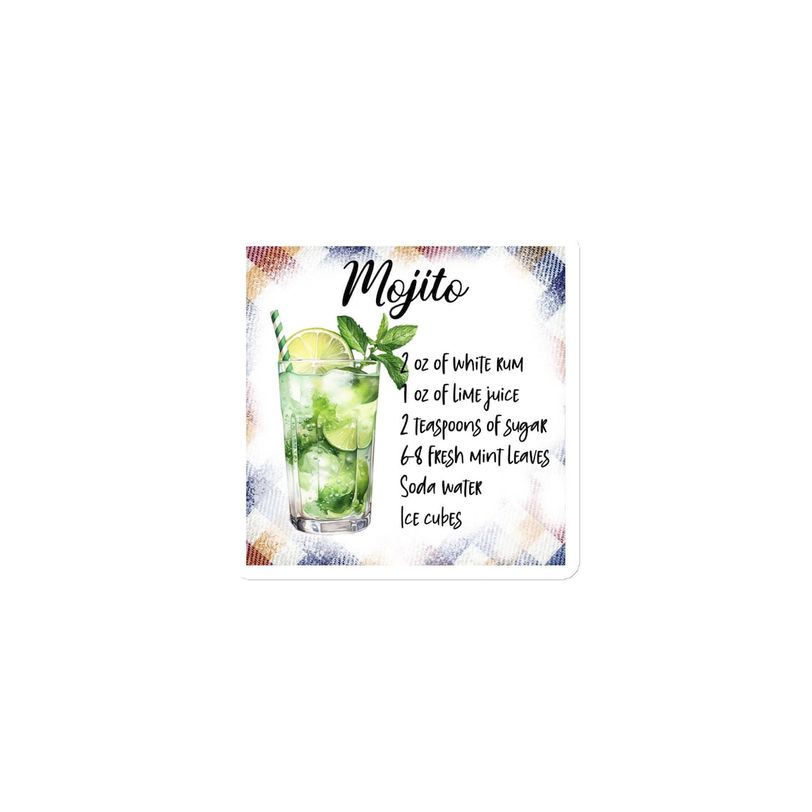 Mojito Cocktail Recipe Magnet, Cocktail Lover Gift, Mojito Recipe ...