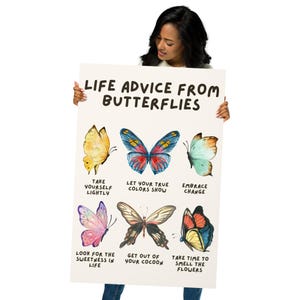 Life Advice From Butterflies Poster, Butterfly Wisdom Wall Art ...