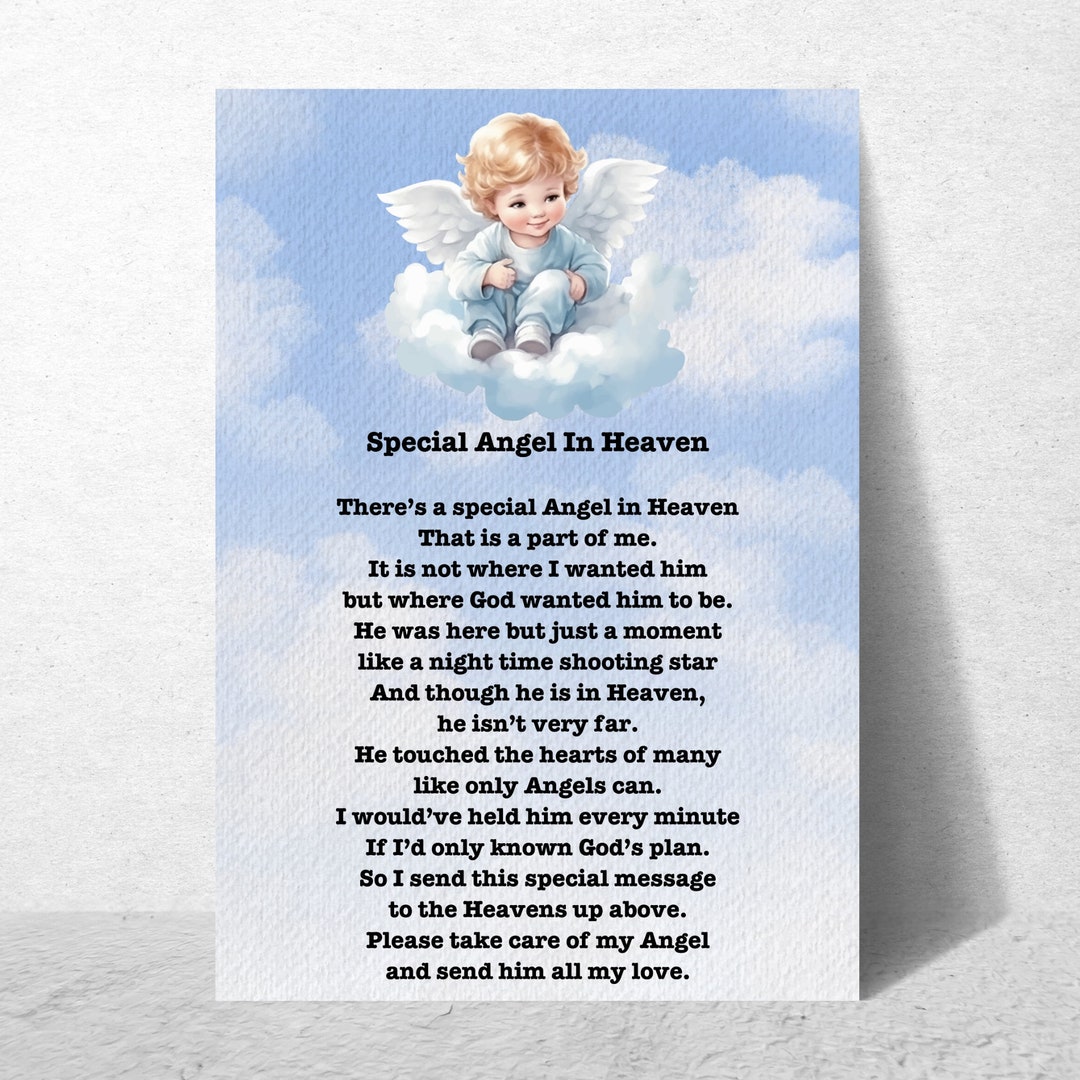 Special Angel in Heaven Poem Poster, Baby Loss Gift, Pregnancy Loss ...