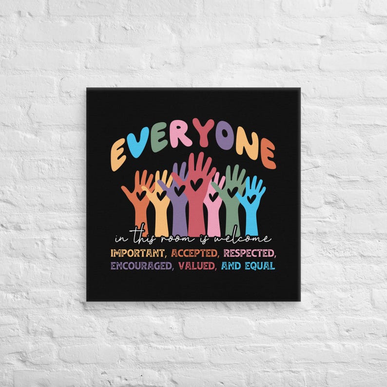 Everyone is Welcome Canvas, Inclusive Sanctuary, Classroom Decor ...